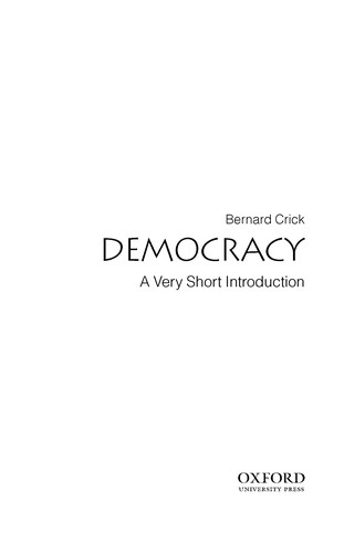 Democracy: A Very Short Introduction by Bernard Crick | ISBN ...
