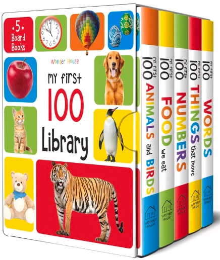 My First 100 Library: Boxset of 5 Early Learning Board Books for Kids ...